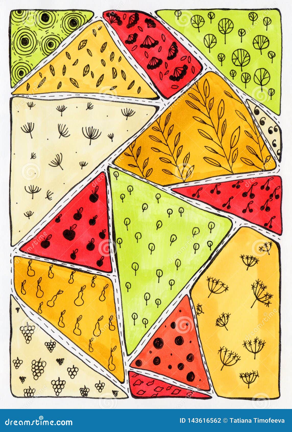 Abstract Colorful Background in Doodle Style Stock Illustration ...