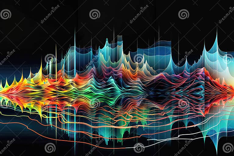 Abstract Sound Wave Background, Computer Generated Illustration, 3D ...