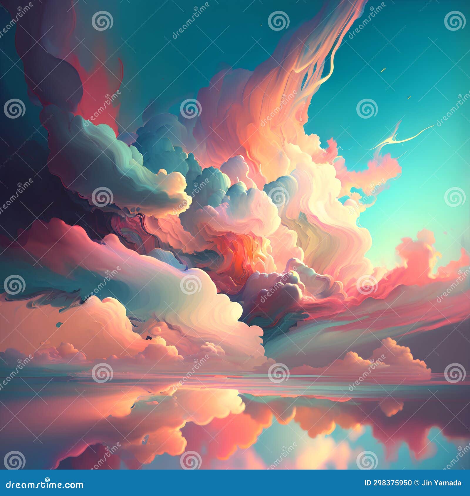 Abstract Colorful Background of the Sky with Clouds. 3D Illustration ...