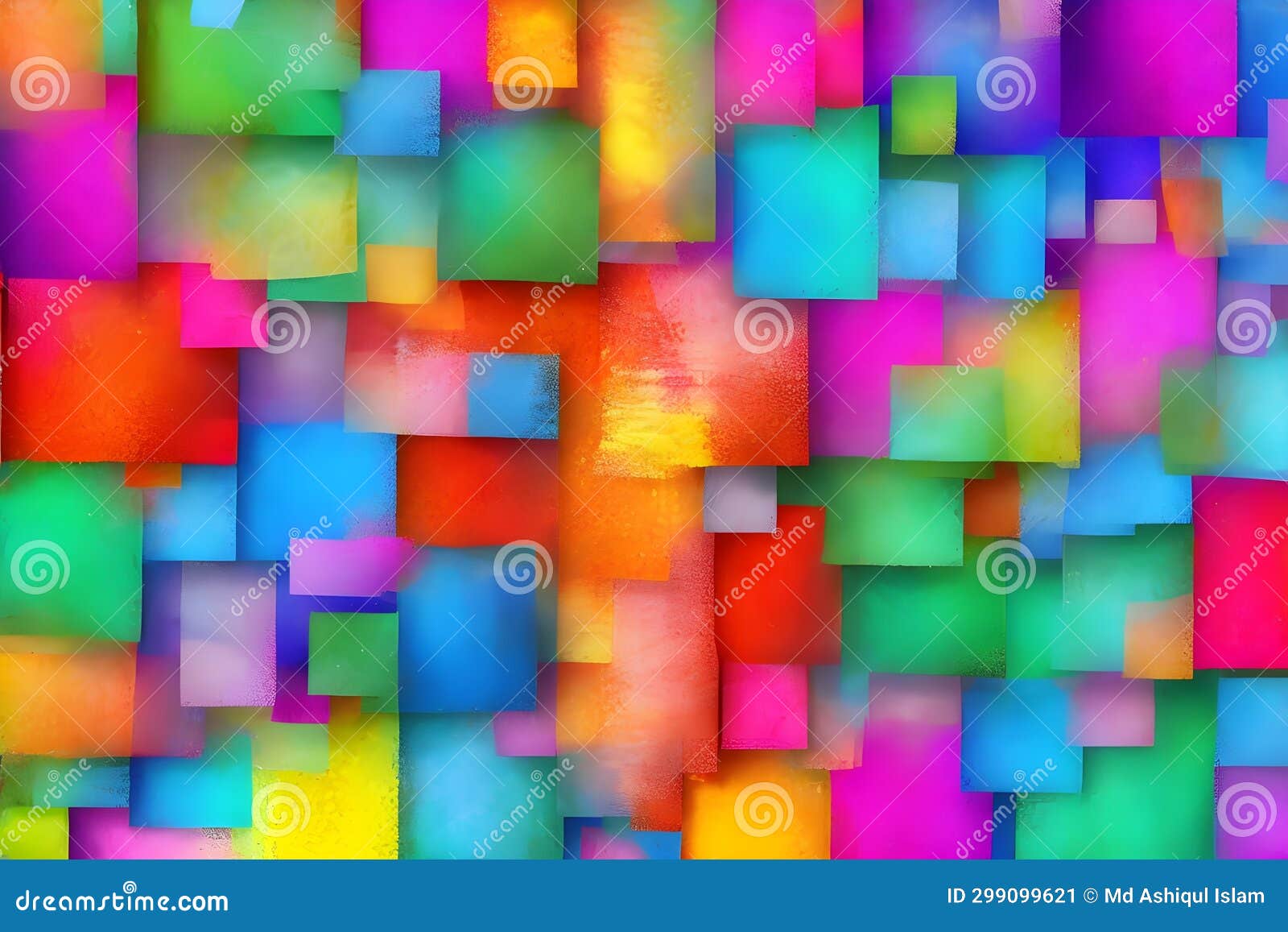 Abstract Colorful Background With Squares And Rectangles 3d Rendering