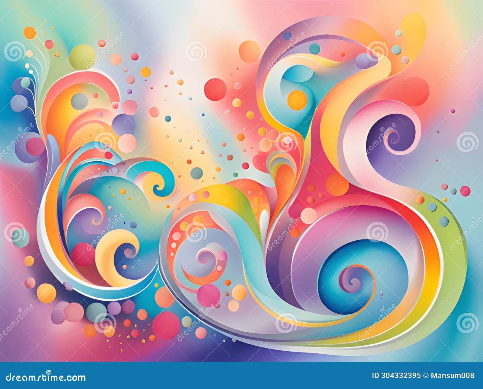 Abstract Colorful Background with Waves and Flowers Stock Illustration ...