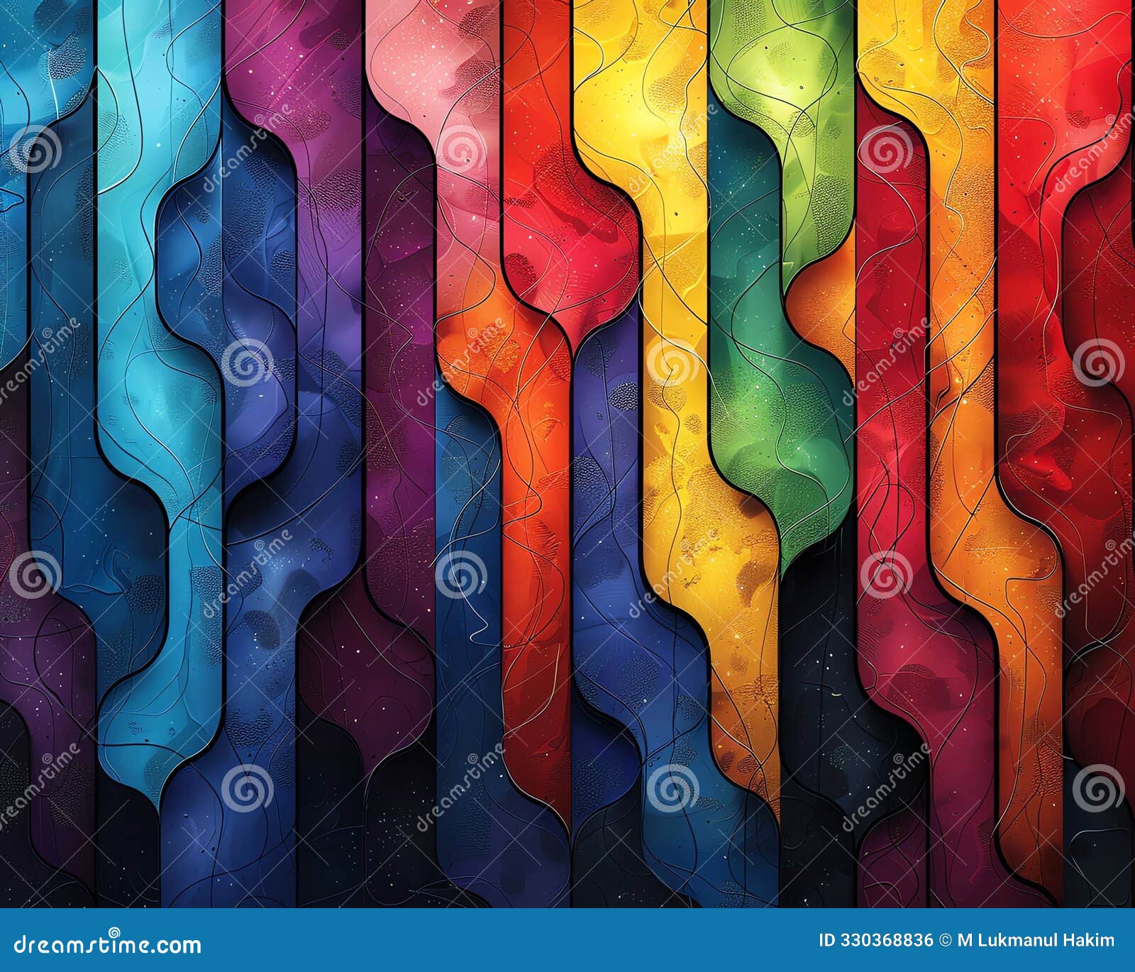 Abstract Colorful Background with Wavy Lines and Stained Glass Pattern ...