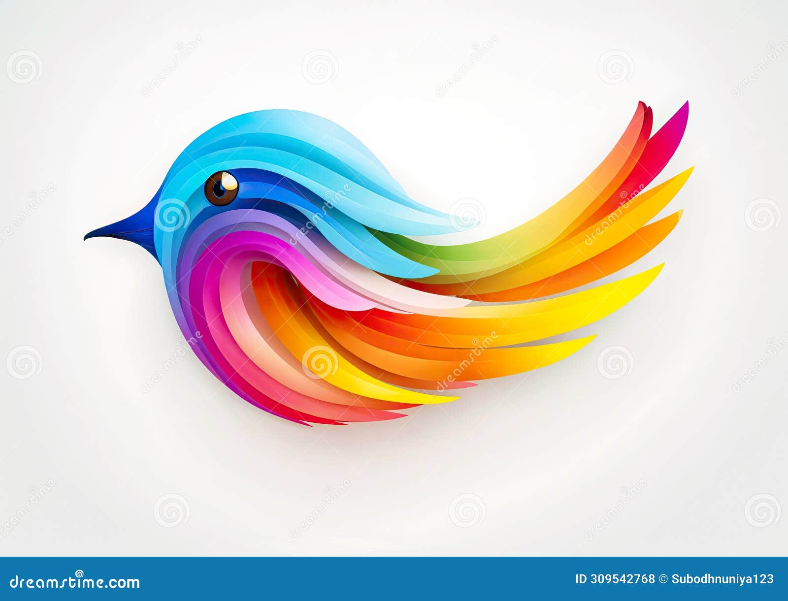 Abstract Colorful Bird Logo on White Background Flat Vector ...