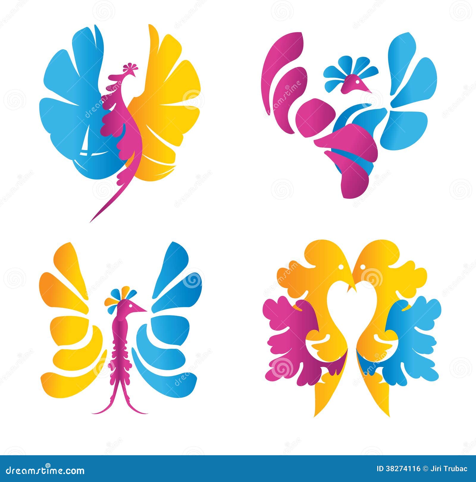 Abstract Colorful Birds Icon Stock Vector - Illustration of heart ...