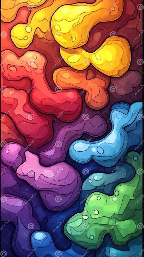 Abstract Colorful Blobs with a Glossy Texture, Creating a Vibrant and Playful Visual Effect ...