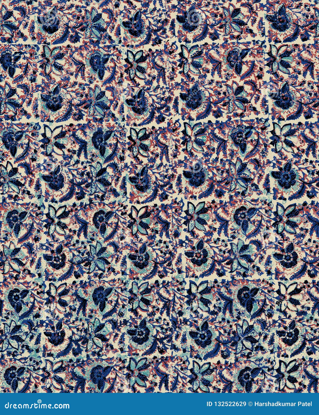 Abstract Colorful Block Print Pattern Stock Image - Image of blended ...