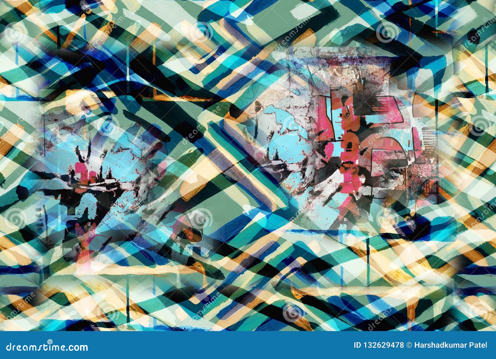 Abstract Colorful Block Print Pattern Stock Illustration - Illustration ...