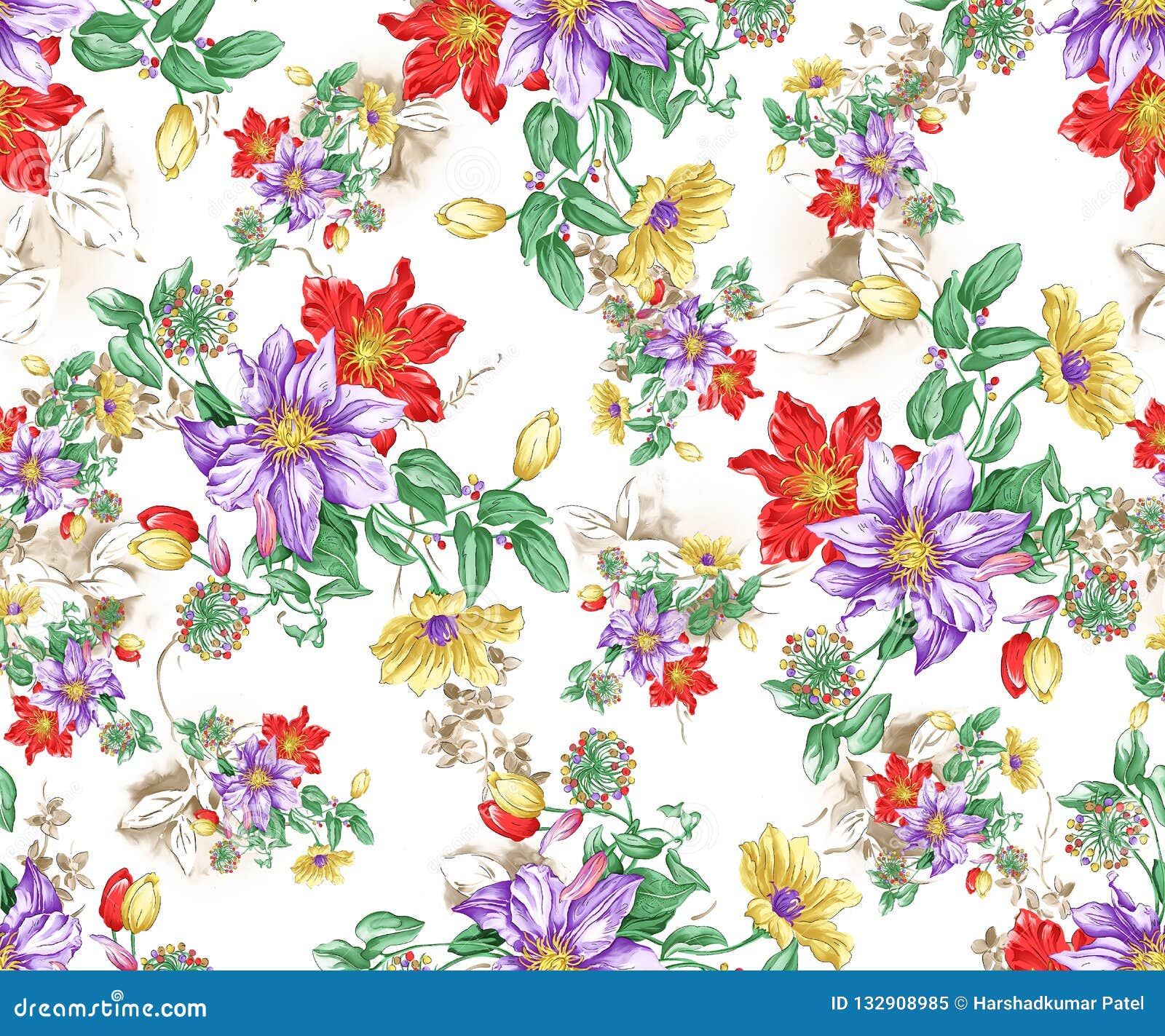 Abstract Colorful Block Print Pattern Stock Image - Image of seamless ...