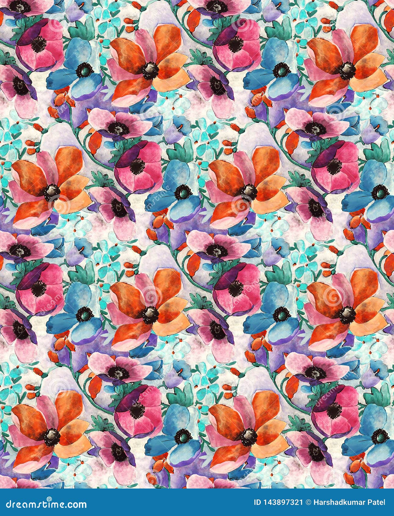 Abstract Colorful Block Print Pattern Stock Image - Image of flower ...