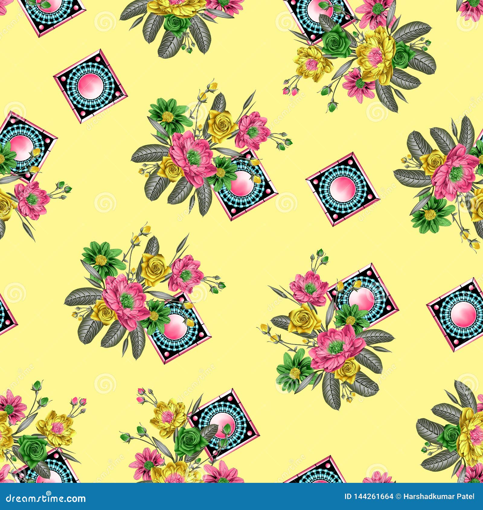 Abstract Colorful Block Print Pattern Stock Illustration - Illustration ...