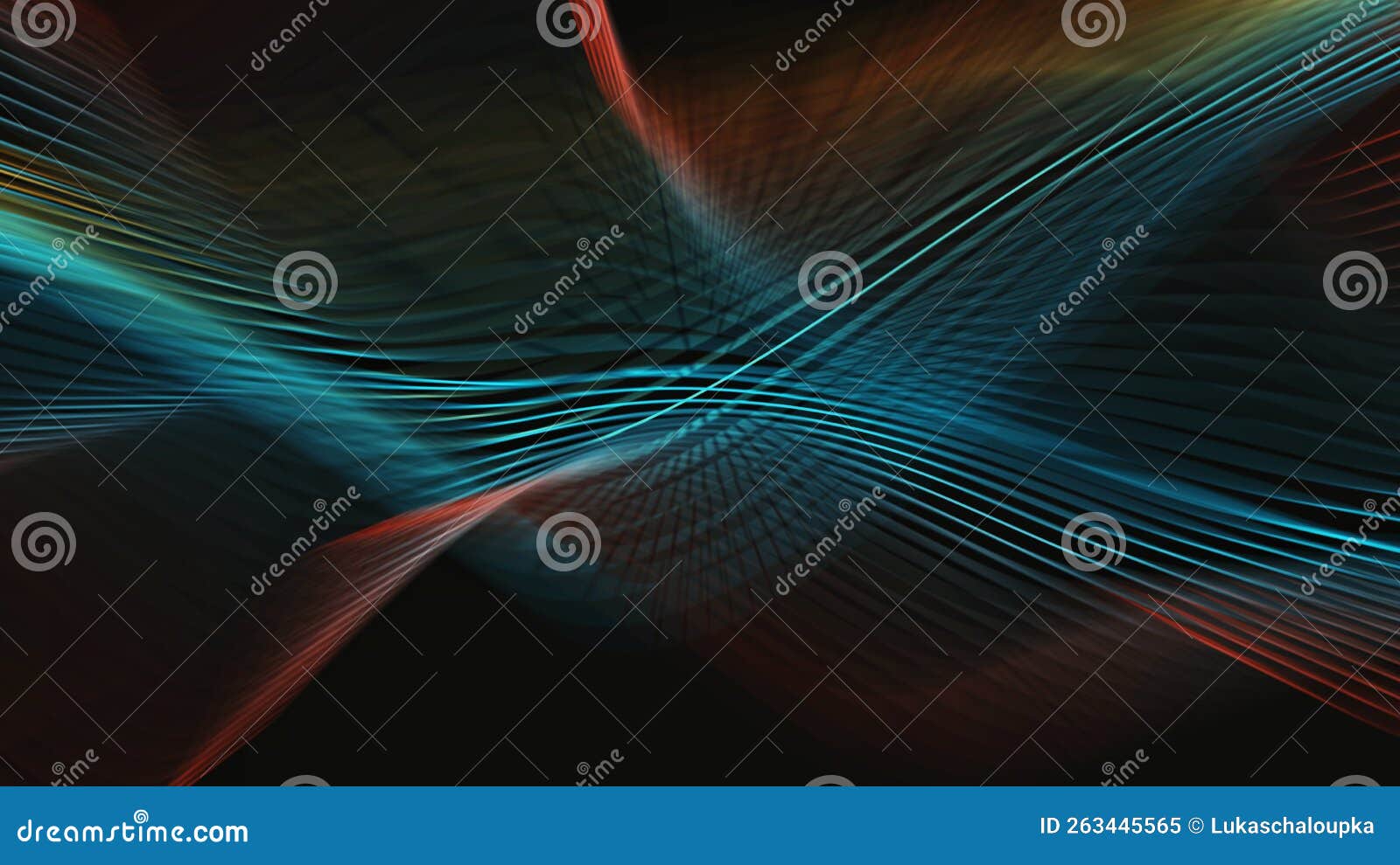 Abstract Colorful Blue and Red Wave Pattern on Black Background Stock ...