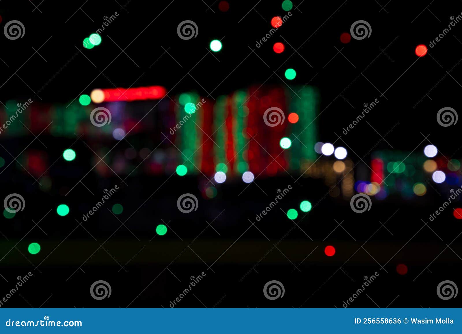 Abstract Colorful Bokeh Light Effects on the Night Black Background ...