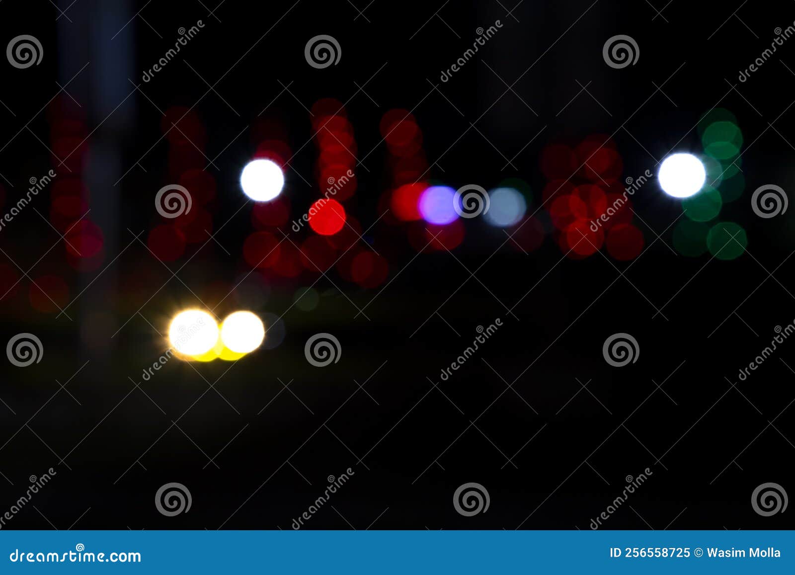 Abstract Colorful Bokeh Light Effects on the Night Black Background ...