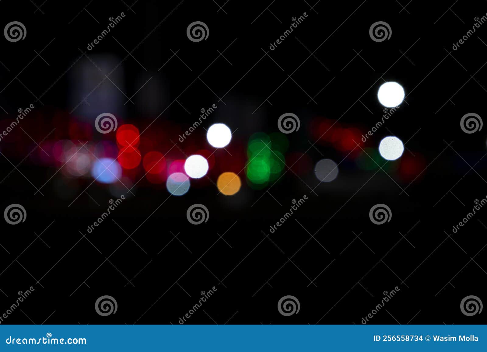 Abstract Colorful Bokeh Light Effects on the Night Black Background ...