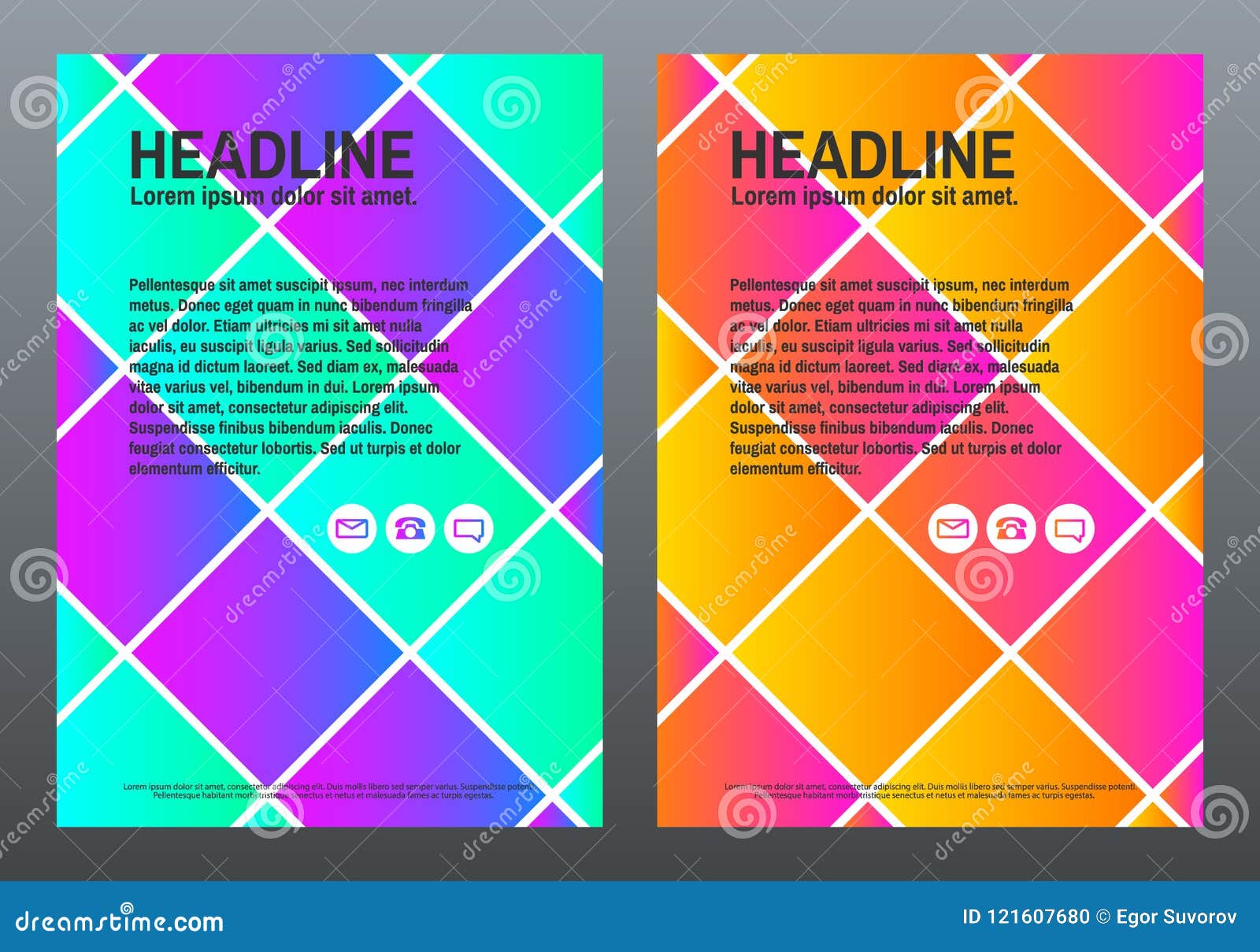 Abstract Colorful Brochure. Design Template with Bright Squares and ...