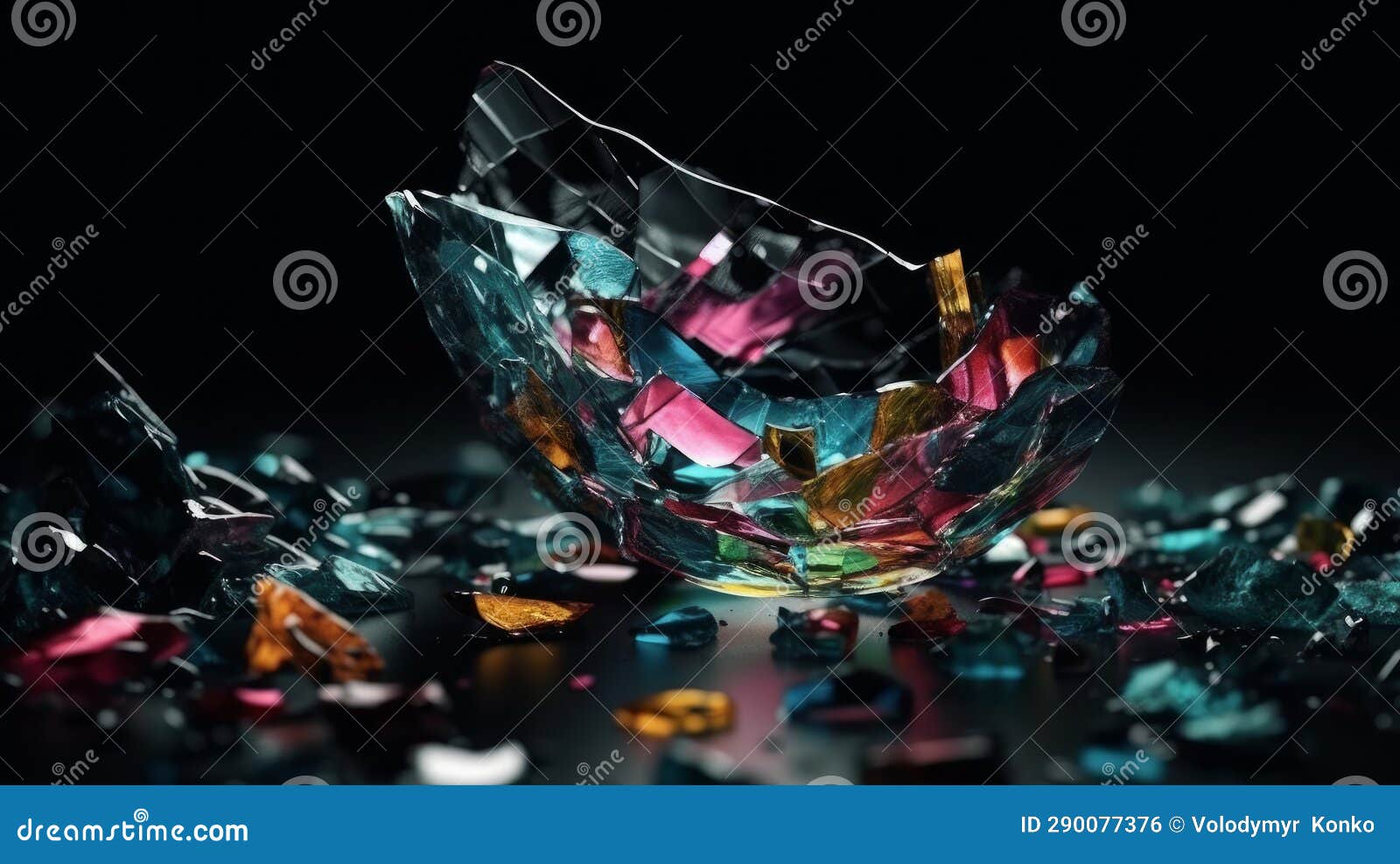 Abstract Colorful Broken Glass O Black Background. Generative Ai Stock ...