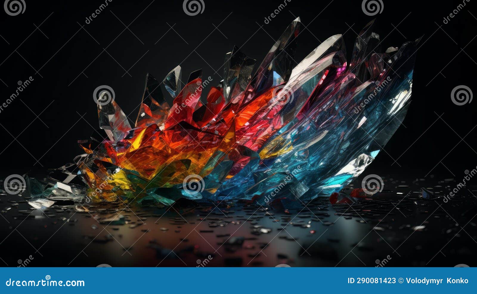 Abstract Colorful Broken Glass O Black Background. Generative Ai Stock ...