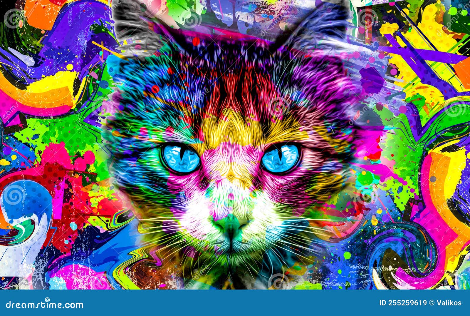 Abstract Colorful Cat Muzzle Illustration, Graphic Design Concept Stock ...