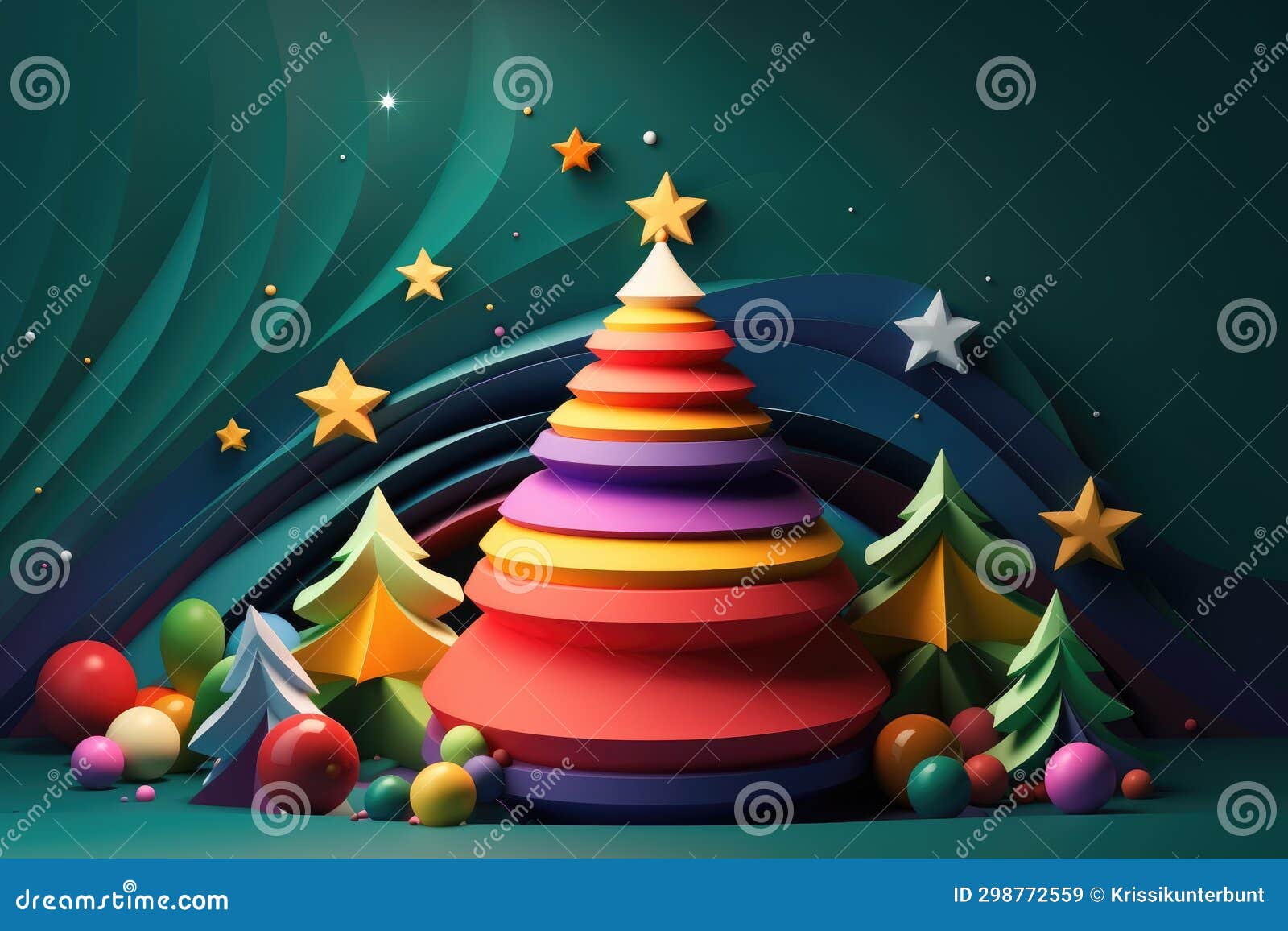 Abstract Colorful Christmas Tree AI Generated Stock Image - Image of ...
