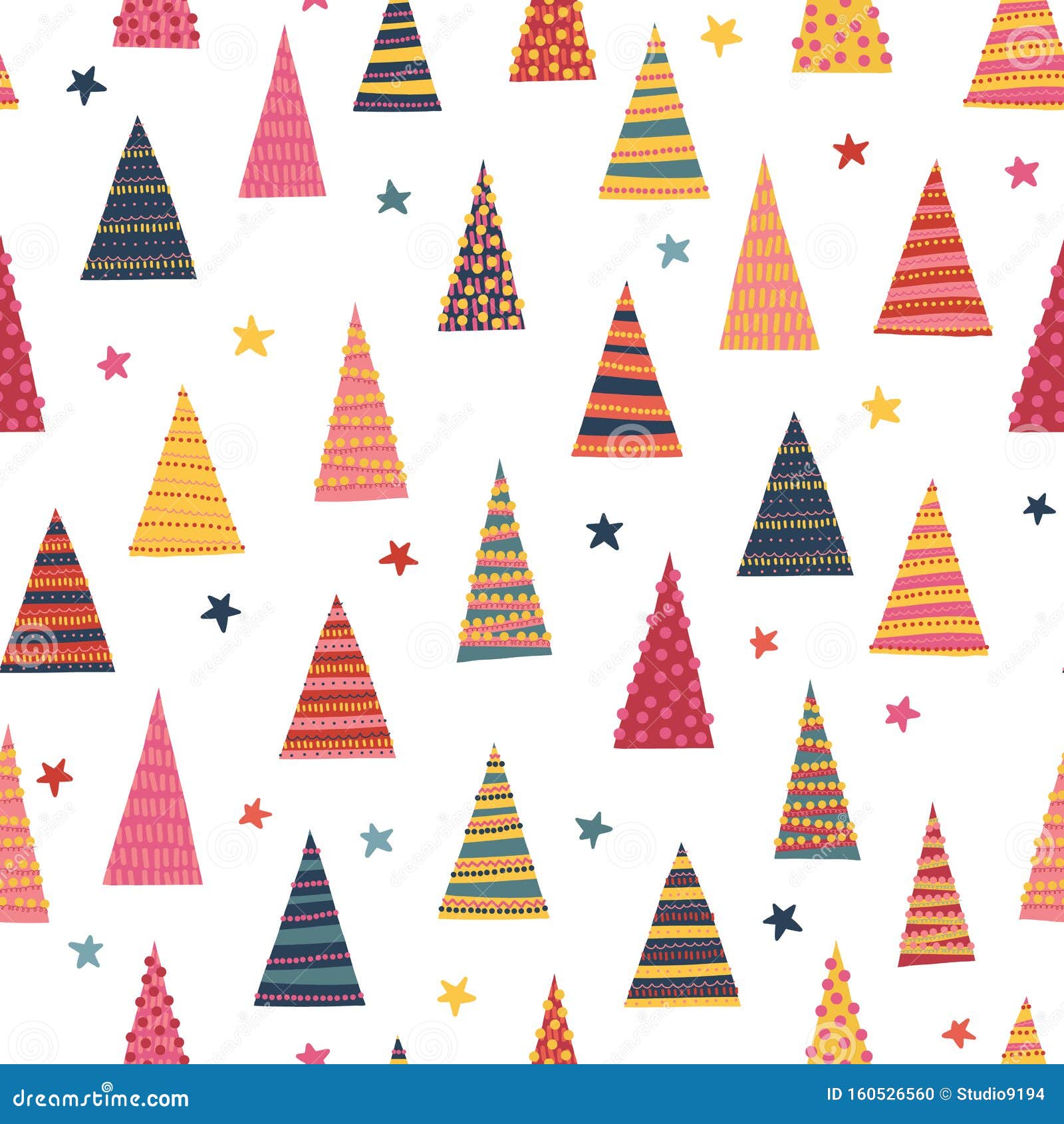 Abstract Colorful Christmas Trees Seamless Vector Background ...