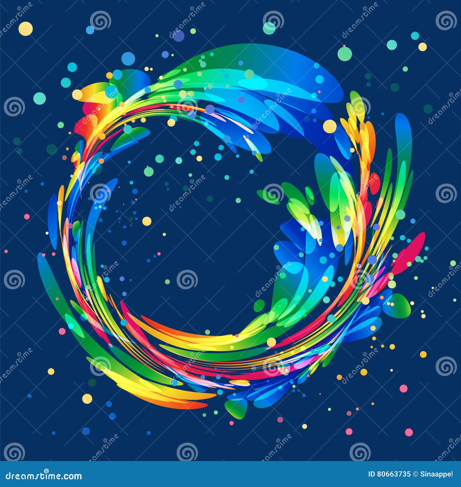 Abstract Colorful Circle Frame on Blue Background Stock Vector ...