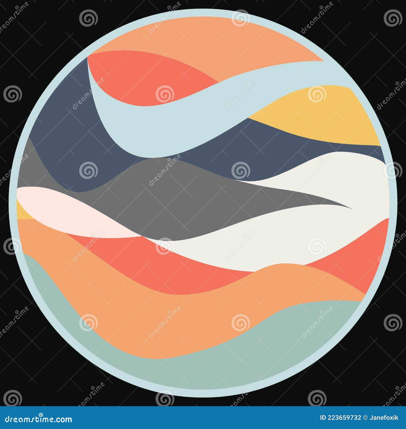 Abstract Colorful Circle with Wavy Segments. Graphic Circle Elements ...