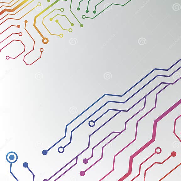 Abstract Colorful Circuit Board Background. Circuit Lined Pattern ...