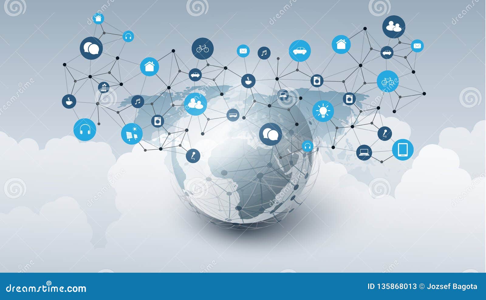 Internet of Things, Cloud Computing Design Concept with Earth Globe ...