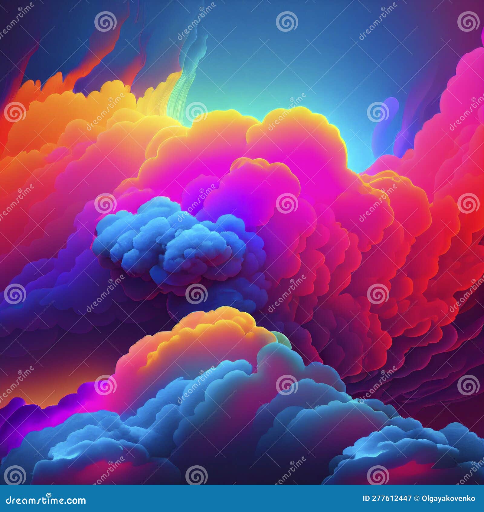 Abstract Colorful Clouds Background, Ai Generation Stock Illustration ...