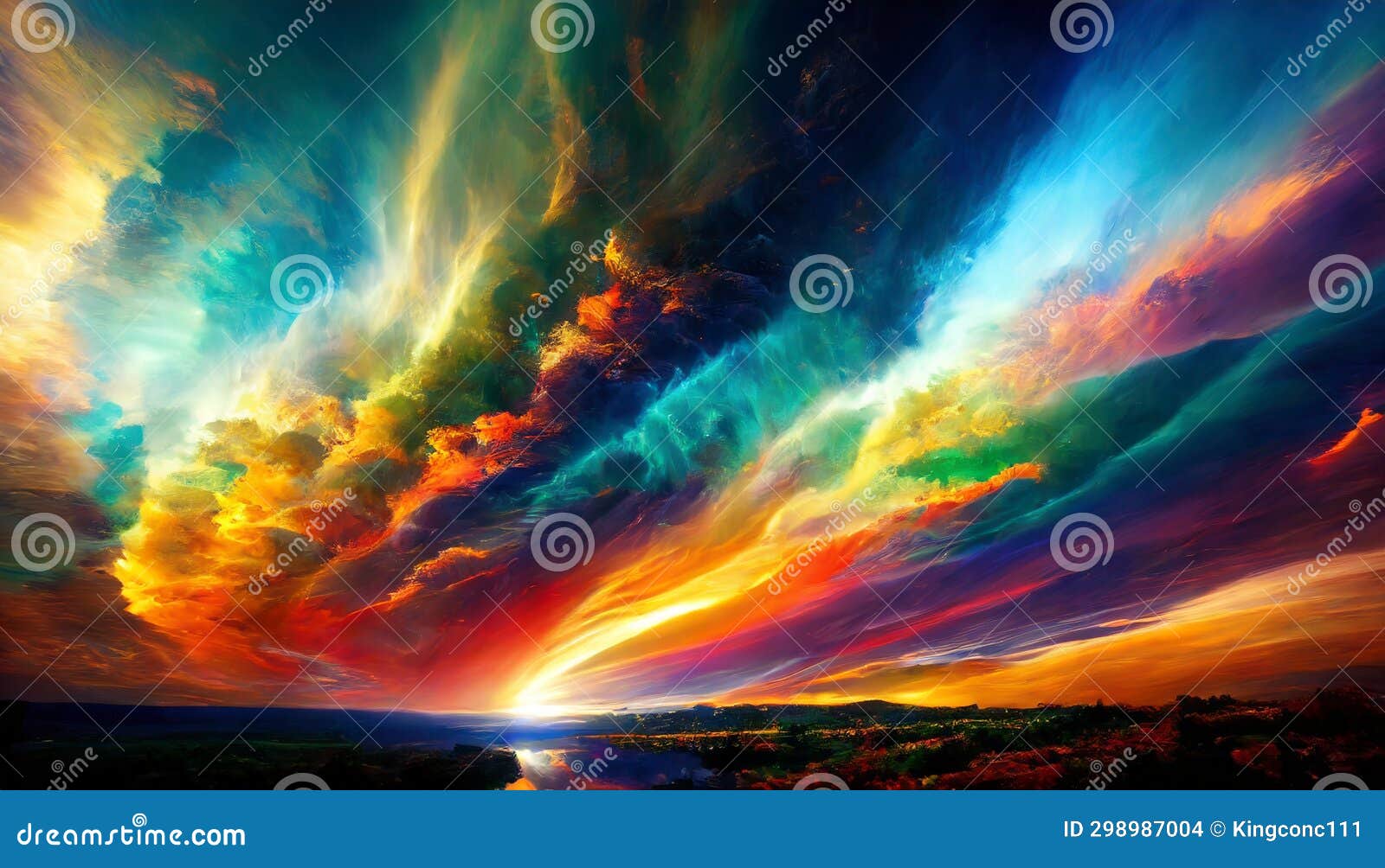 Abstract Colorful Clouds Landscape Sky Sunset Stock Illustration ...