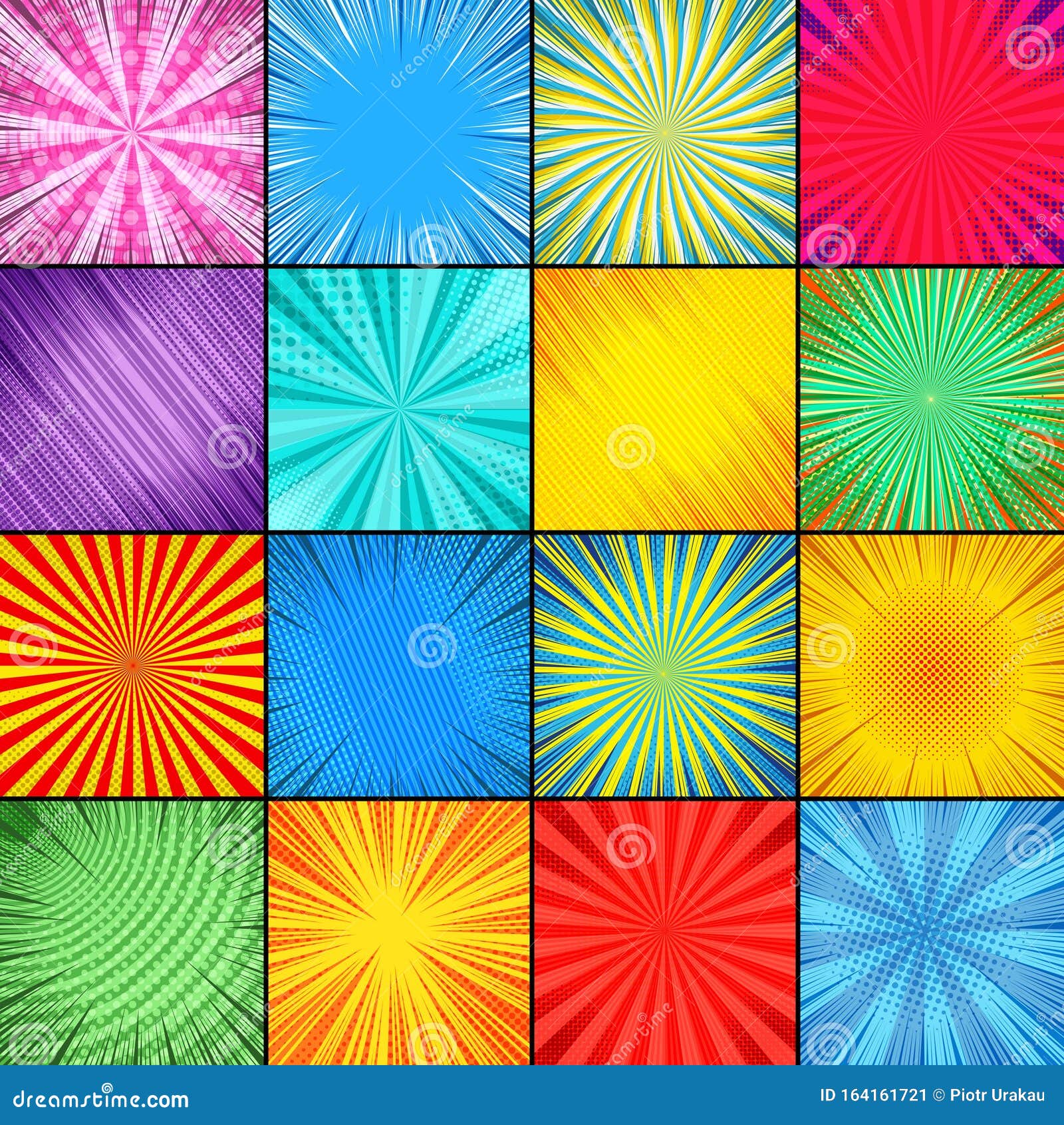 Abstract Colorful Comic Backgrounds Composition Stock Vector ...