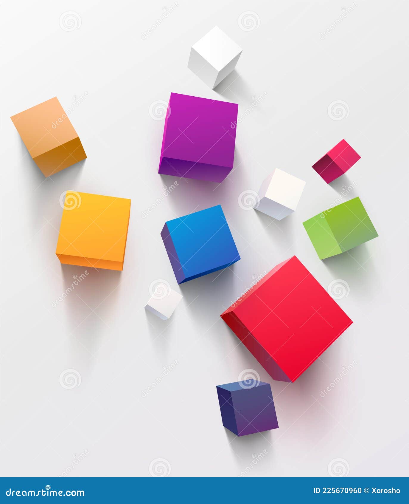 Abstract Colorful Composition with 3d Cubes. Top View Stock Vector ...