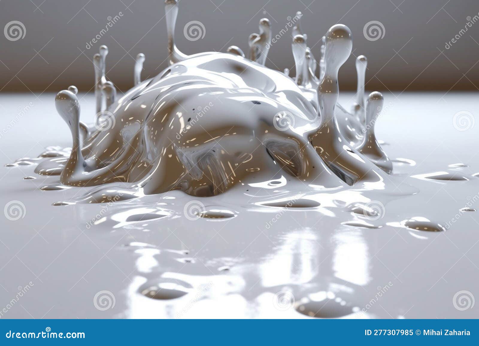 Abstract Colorful Composition with Melting Liquid Drops. 3d Rendering ...