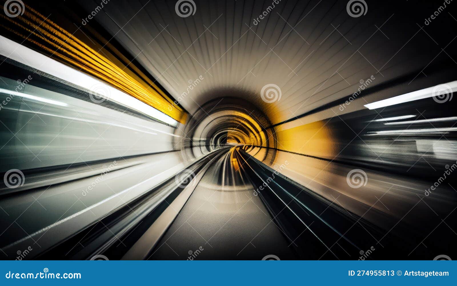 Abstract Colorful Concentric Light Trail Accelerating through a Tunnel ...
