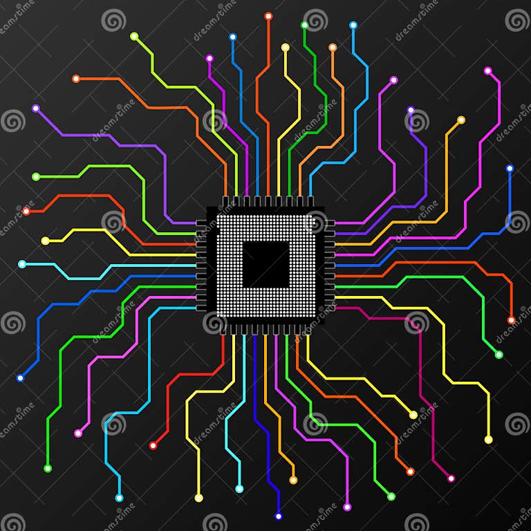 Abstract Colorful Cpu. Microprocessor Stock Vector - Illustration of ...