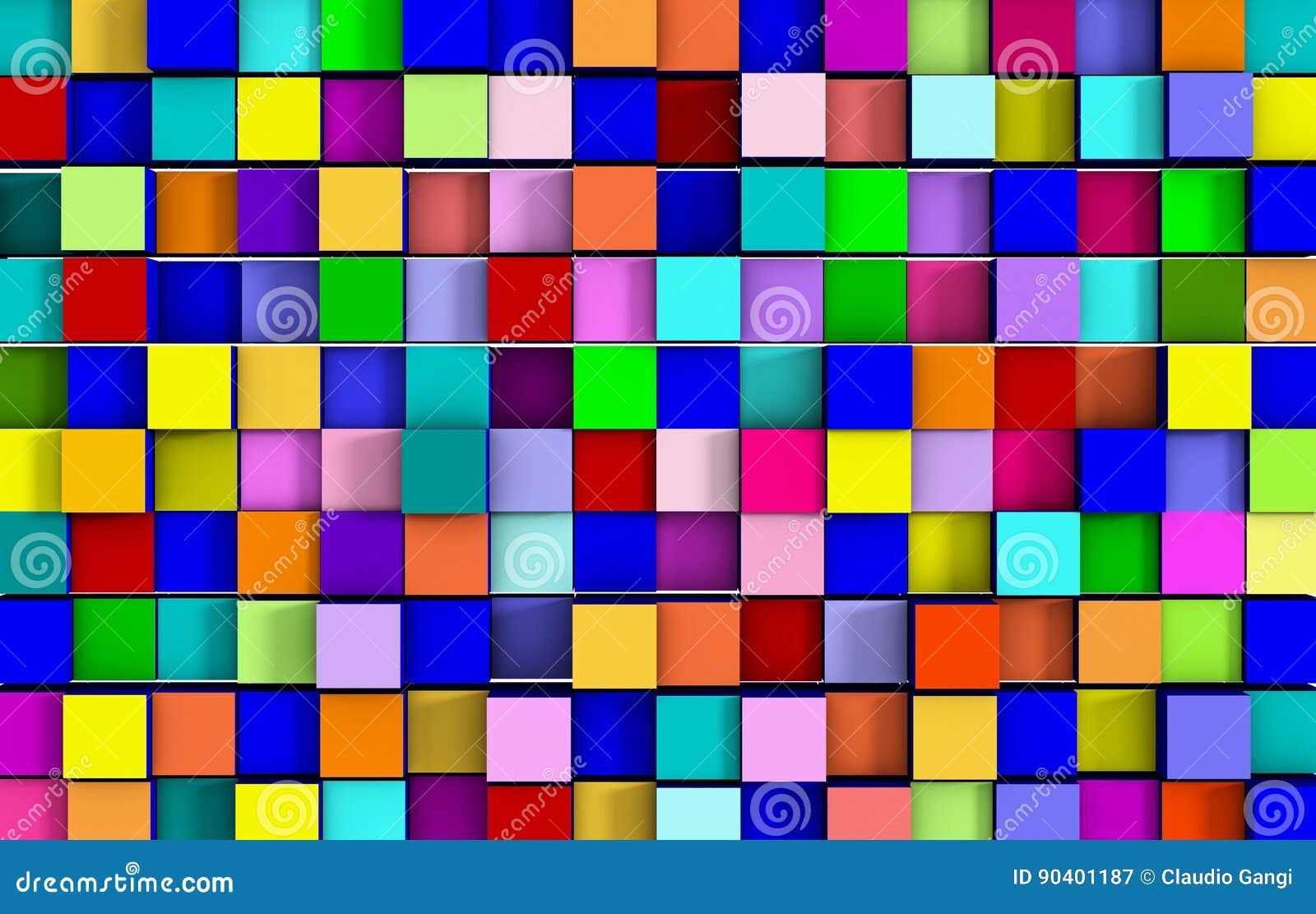 Abstract Colorful Cubic Background 3D Rendering Stock Illustration ...