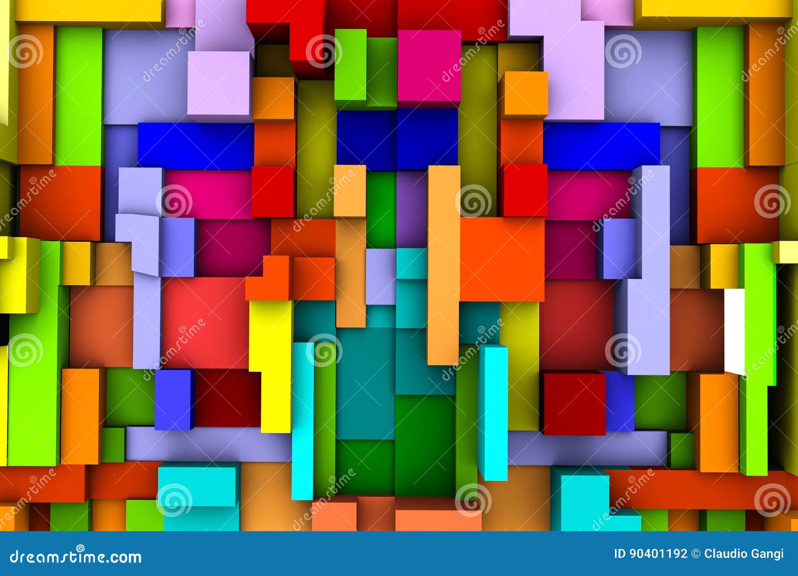 Abstract Colorful Cubic Background 3D Rendering Stock Illustration ...