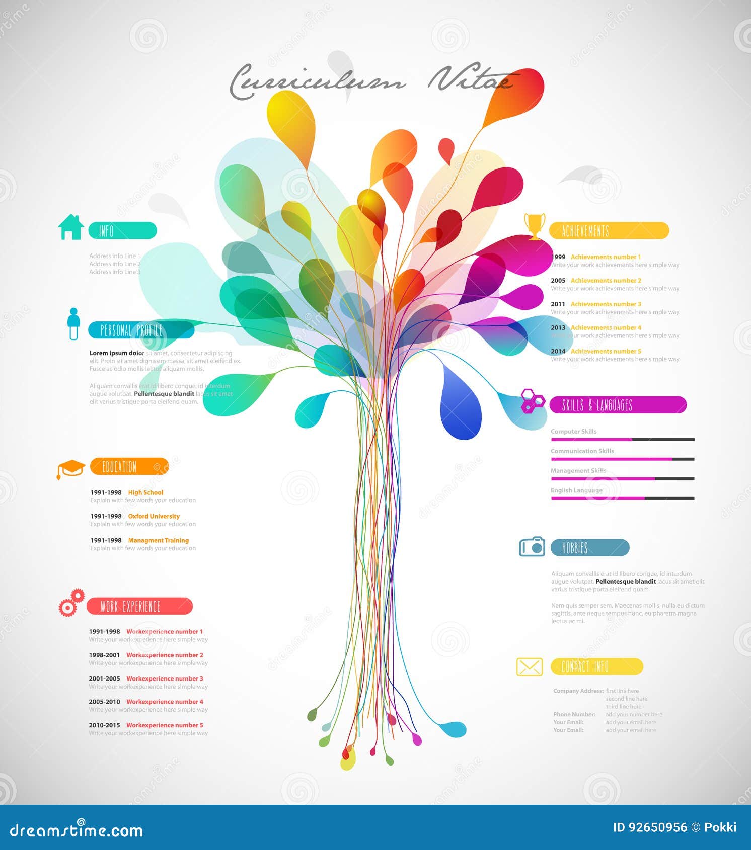 Abstract Colorful Curriculum Vitae Stock Vector - Illustration of ...