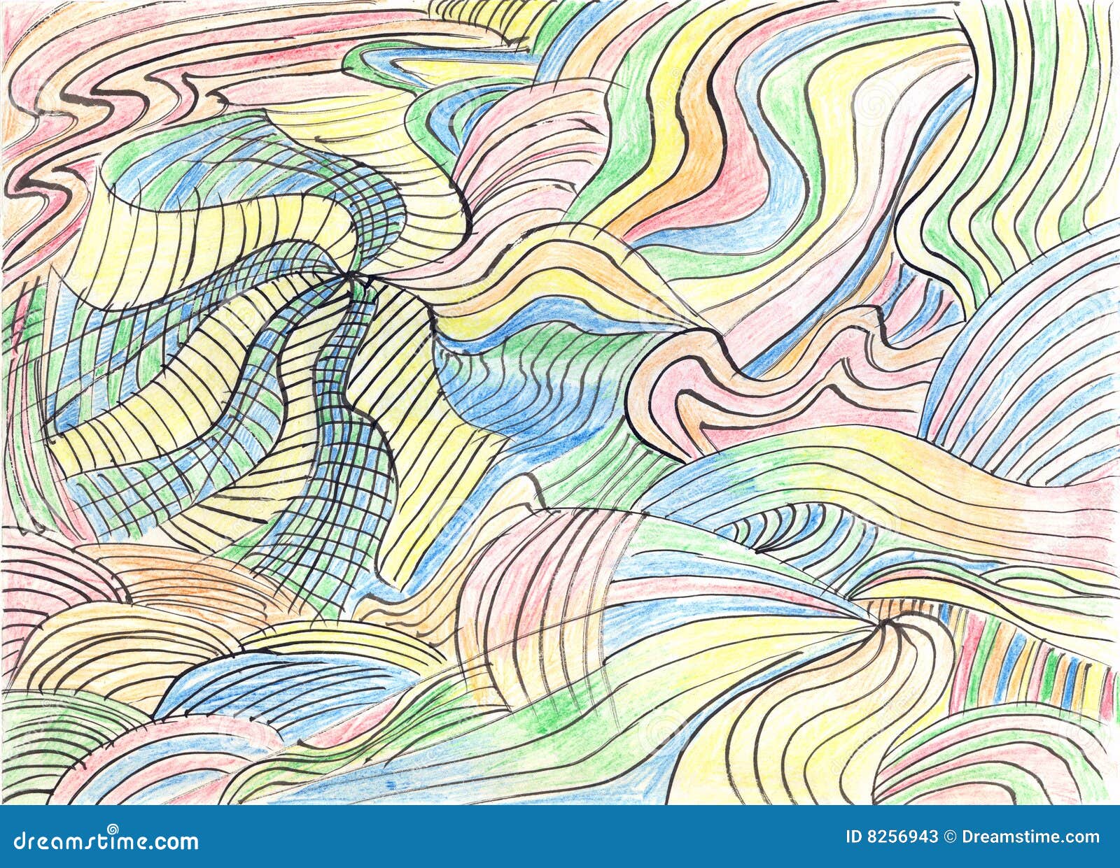 Abstract Colorful Curves Made by Pencil Stock Illustration ...