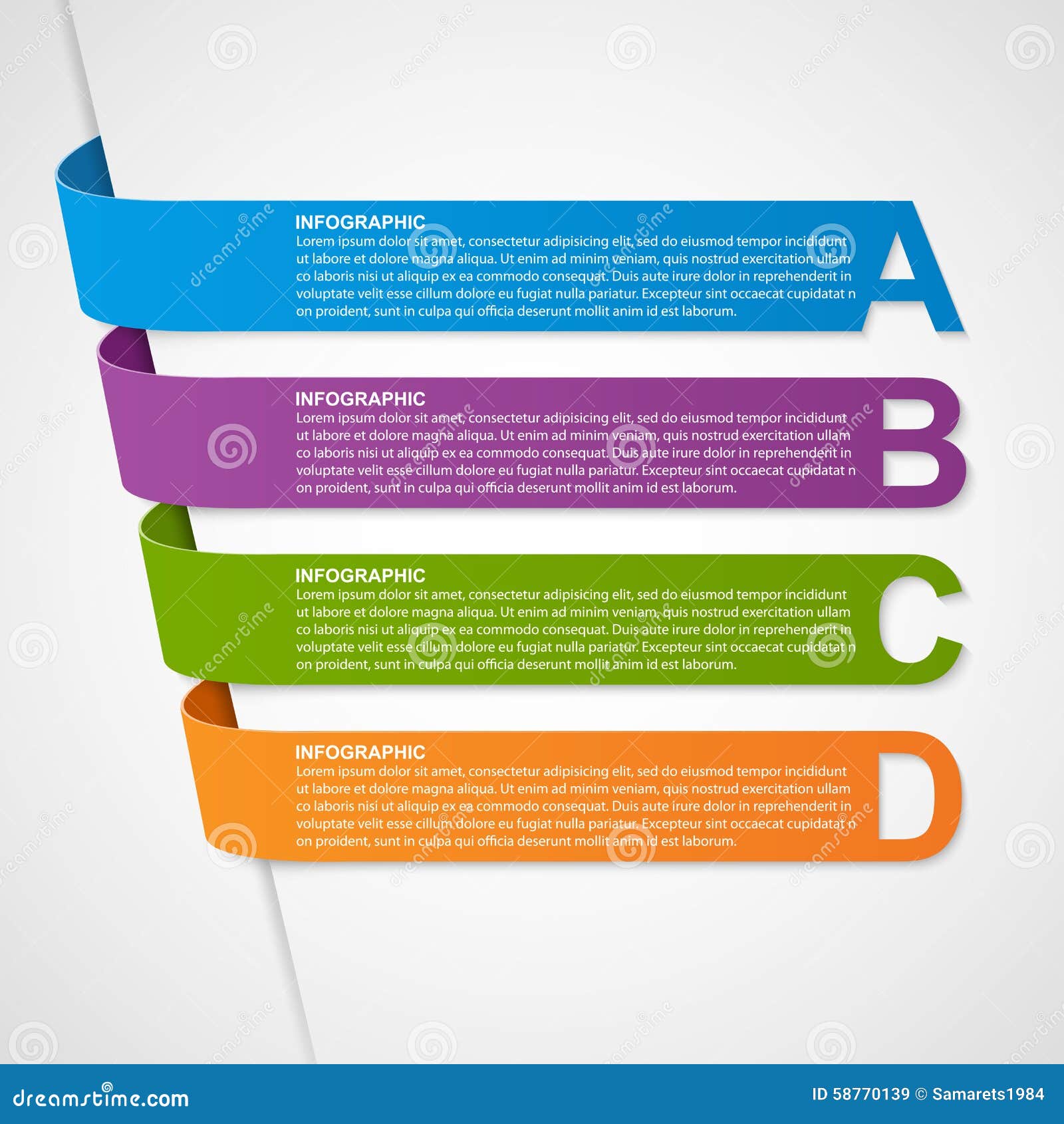 Abstract Colorful 3D Ribbons Infographic. Design Element Stock Vector ...