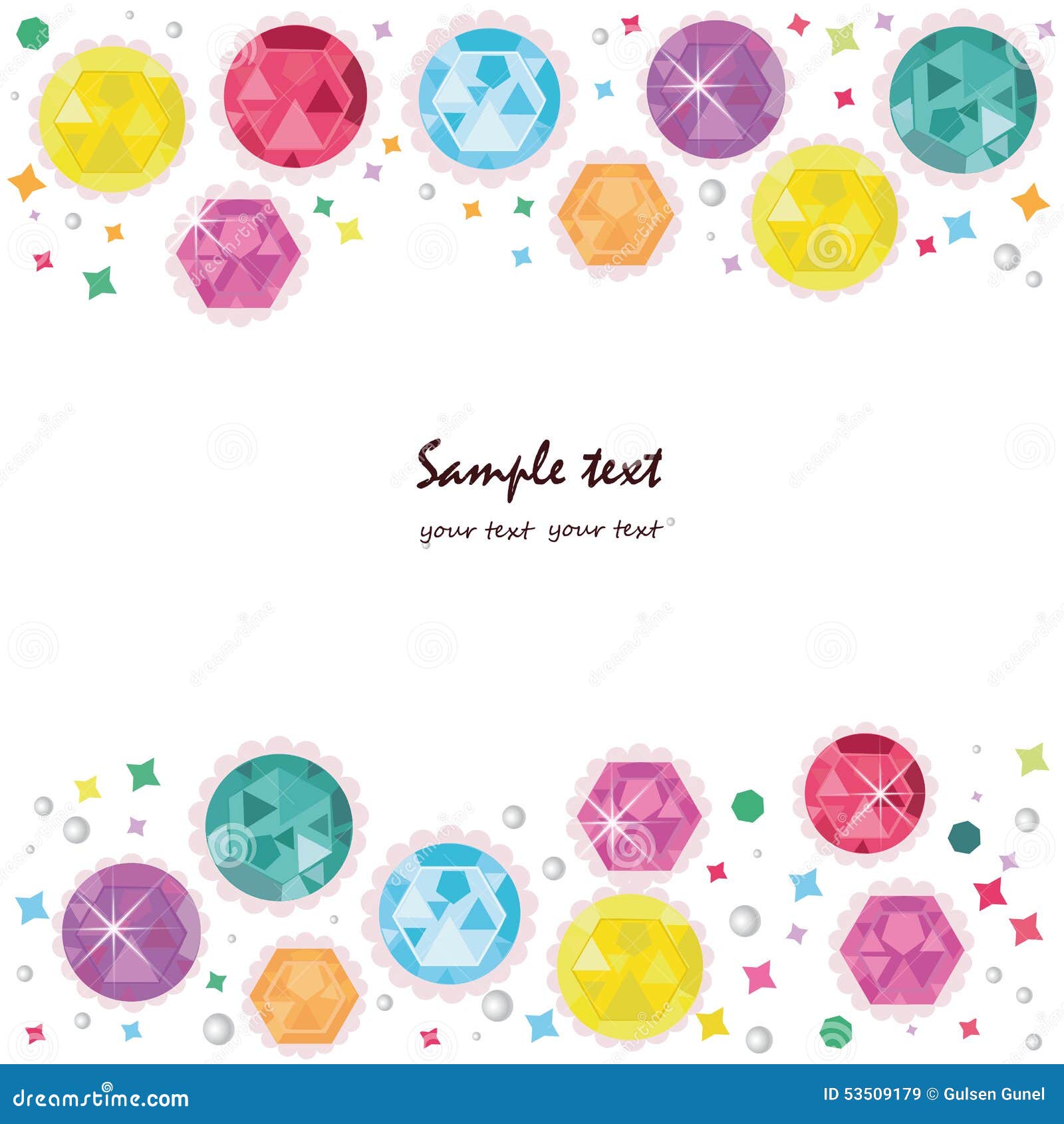 Abstract Colorful Diamonds Greeting Card with Pearls Stock Vector ...