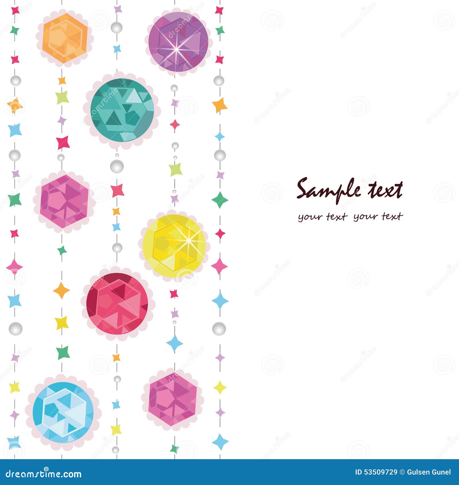 Abstract Colorful Diamonds Greeting Card with Pearls Stock Vector ...