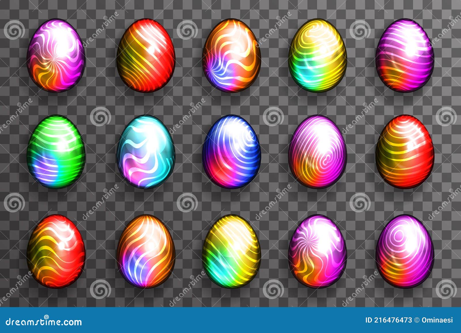 Abstract Colorful Easter Eggs Multicolor Decorative Set Icons ...
