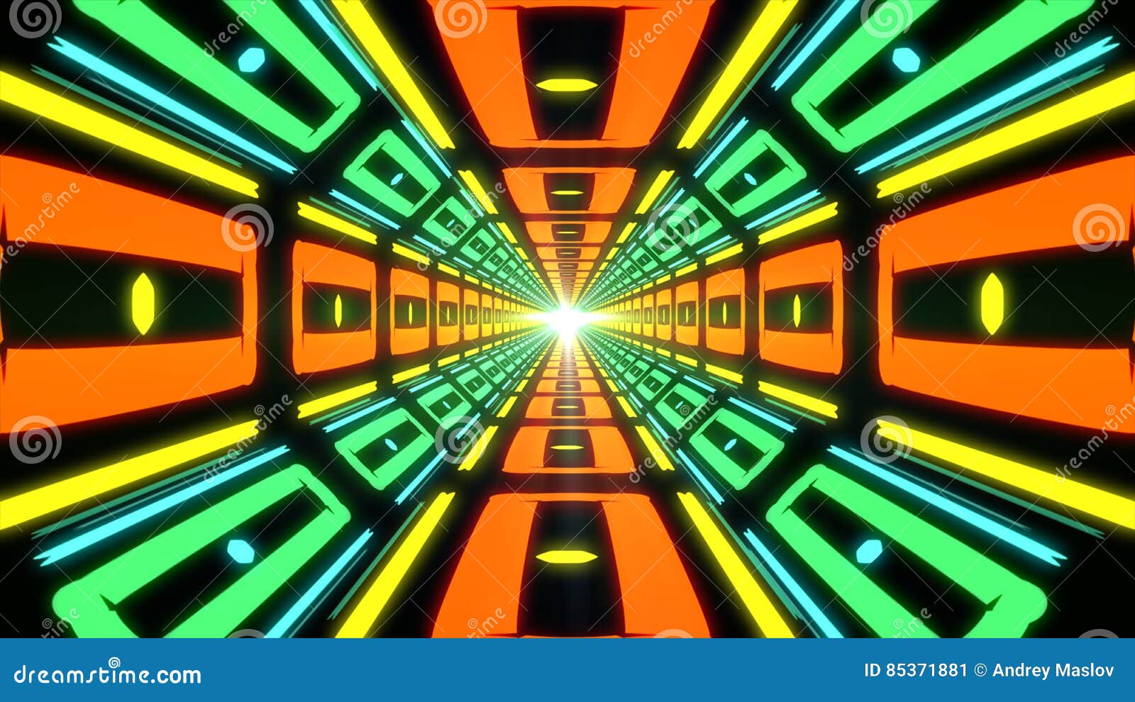 Abstract Colorful Endless Corridor of Identical Elements Stock ...