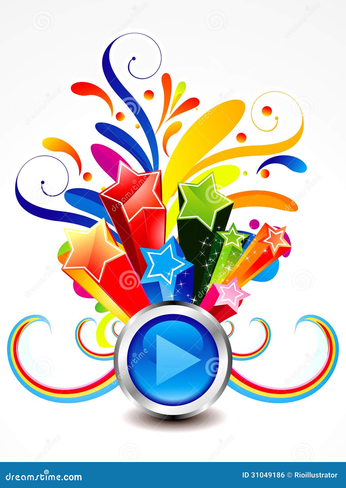 Abstract Colorful Exploade Play Button Stock Vector - Illustration of ...