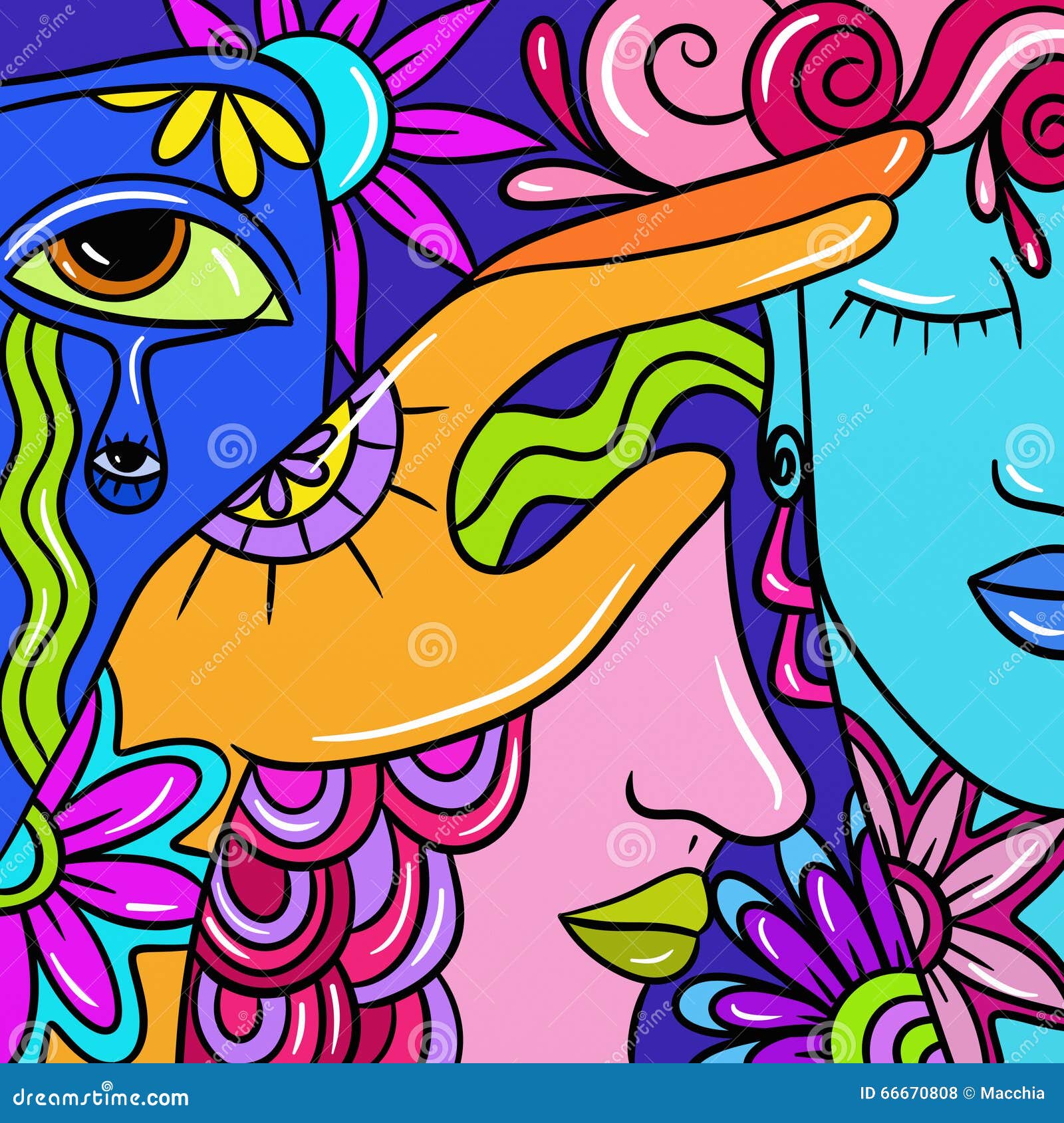 Abstract with Colorful Faces Stock Illustration - Illustration of ...