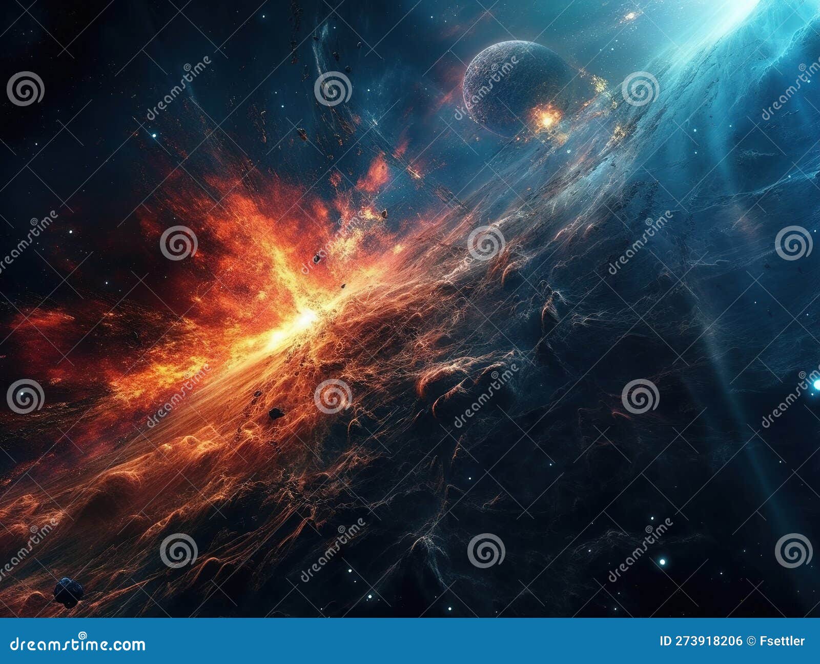 Abstract Colorful Fantastic Space Galaxy Explosion Background. AI ...