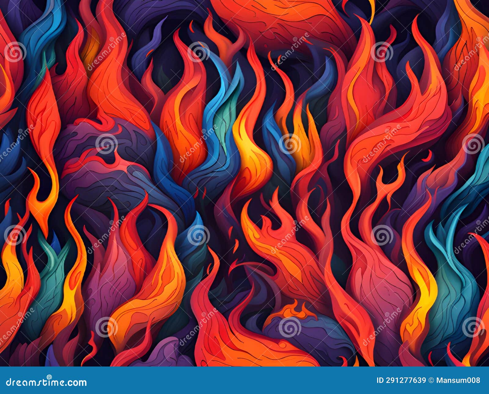 Abstract Colorful Fire Background with Waves Stock Illustration ...