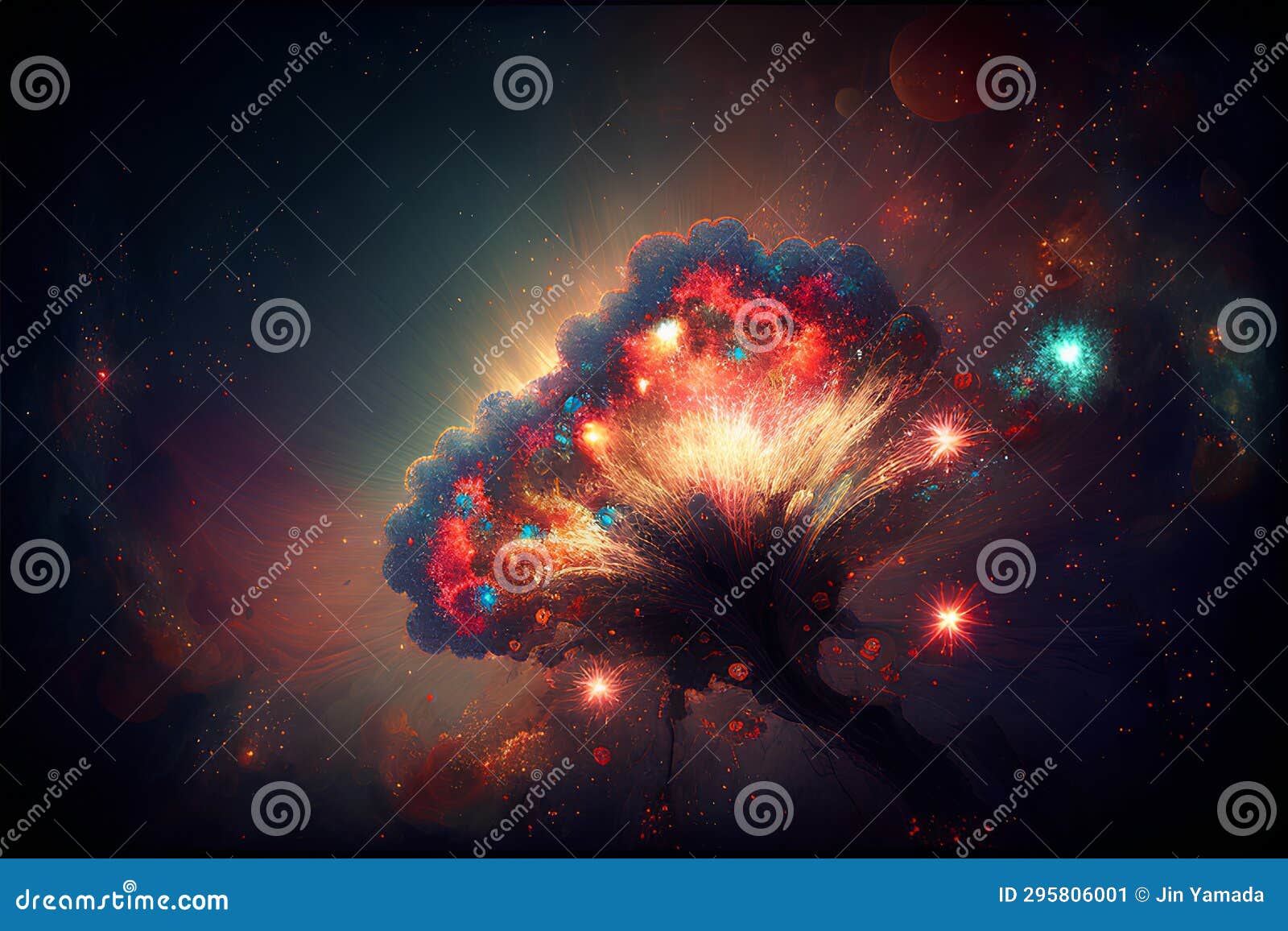 Abstract Colorful Fire Explosion on a Dark Background with Smoke and ...