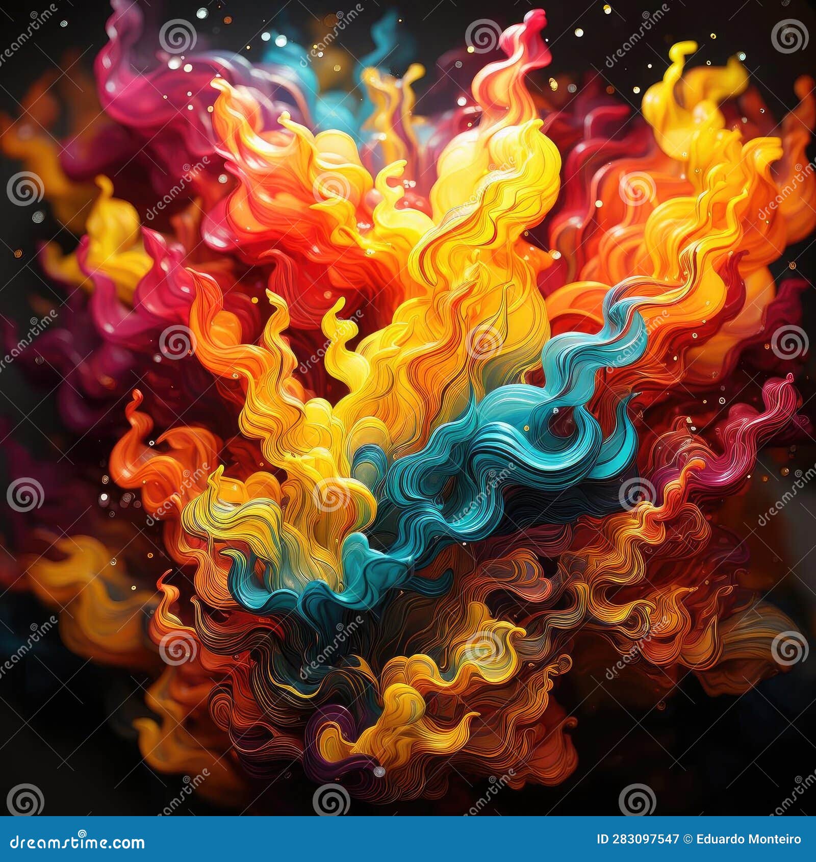Abstract Colorful Fire with Wavy Lines and Voluminous Forms Stock ...